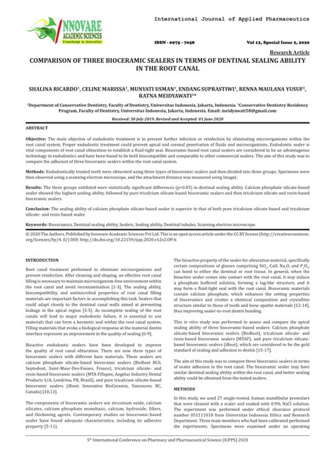 Pdf Comparison Of Three Bioceramic Sealers In Terms Of Dentinal