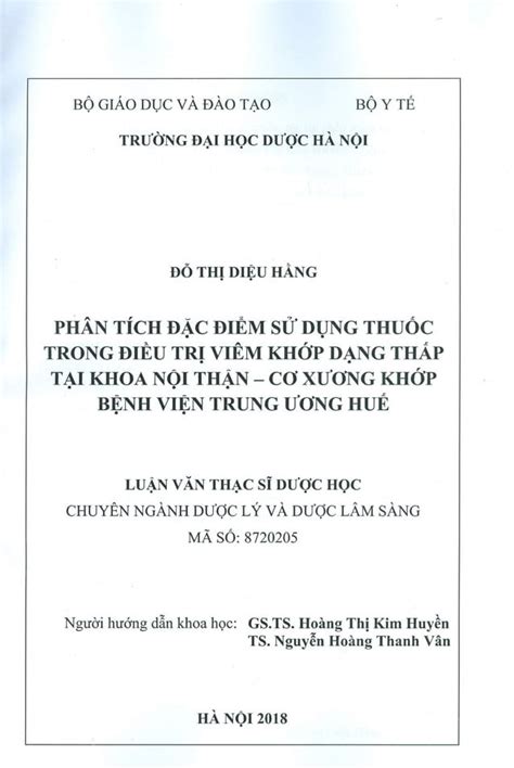 Phân tích đặc điểm sử dụng thuốc trong điều trị viêm khớp dạng thấp tại