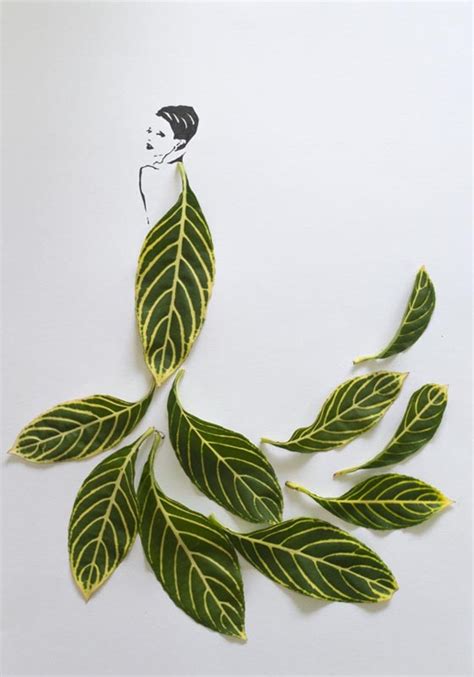 Fashion In Leaves Clever Fashion Illustration Using Leaves As Dresses