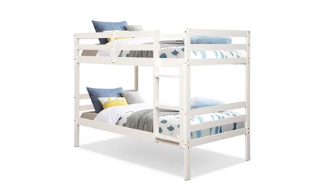 Costway Twin Over Twin Wood Bunk Beds Ladder Safety Rail Espressowhite