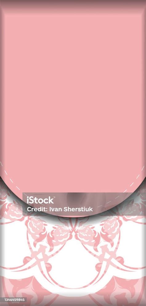 Template Flyer Dalam Warna Merah Muda Dengan Ornamen Putih Vintage
