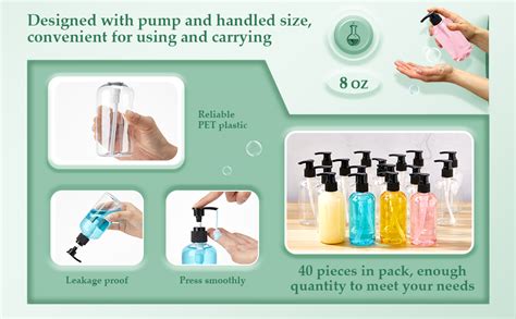 Norme 40 Pieces Empty Pump Bottle 8 Oz Clear Refillable