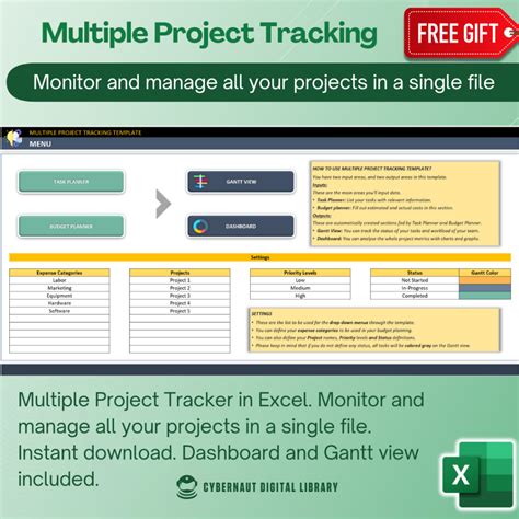 Excel Template Multiple Project Tracking Free 12 In 1 Bundle Excel