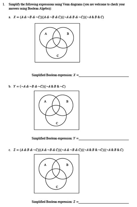 SOLVED Simplify The Following Expressions Using Venn Diagrams You Are