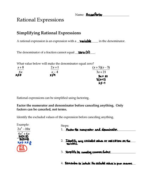 Rational Expressions Notes Name