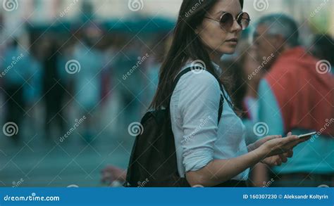 Girl On The Street Among The Crowd Of Passers By Photos In The Style
