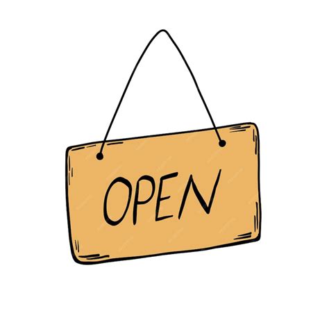 Premium Vector Open Signboard Hand Drawn Square Sign Sketch Style
