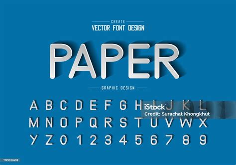 Potongan Kertas Font Dan Vektor Alfabet Huruf Jenis Huruf Skrip Dan