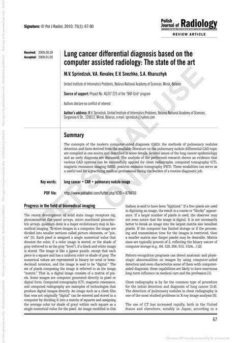 PDF Lung Cancer Differential Diagnosis Based On The Computer Assisted Radiology The State Of