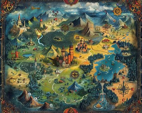 Map Of A Fictional World Premium Ai Generated Image