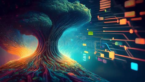 technology network digital data flow artificial intelligence data