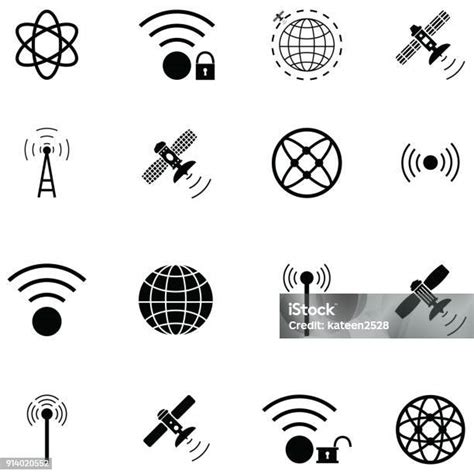 衛星圖示集向量圖形及更多互聯網圖片 互聯網 全球通訊 剪裁圖 Istock