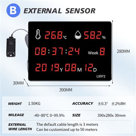 Thermometer And Hygrometer Display LED Living Room Fashion Wall Clock Display Clock Calendar