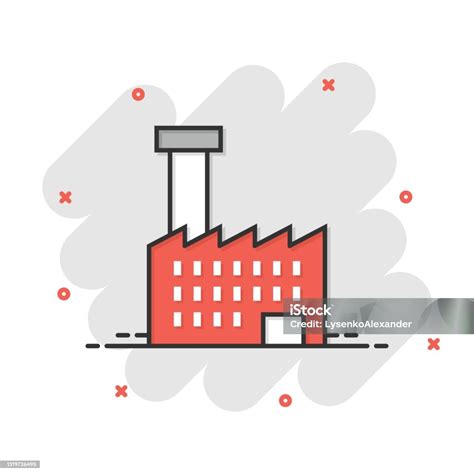 構建漫畫風格的圖示工廠卡通向量插圖在白色隔離背景城市塔飛濺效應的商業理念向量圖形及更多住宅內部圖片 住宅內部 住宅建築 公寓 Istock