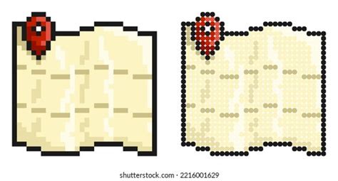 Pixel Icon Map Checkpoint Mark Navigation Stock Vector Royalty Free