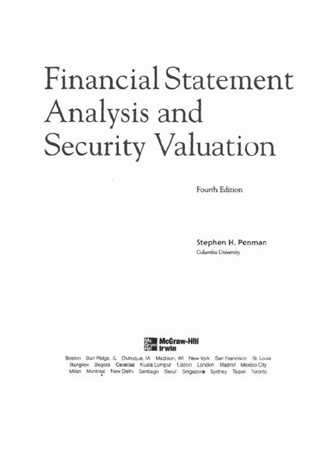 Fsa And Valuation Financial Statement Analysis And Security Valuation