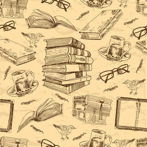 Vintage Books Seamless Pattern Stock Vector Illustration Of Doodle Collection 45876594