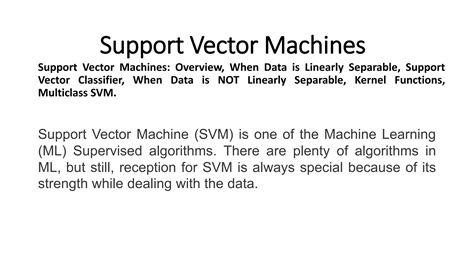 support vector machines using machine learning how it works ppt