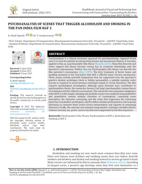 PDF PSYCHOANALYSIS OF SCENES THAT TRIGGER ALCOHOLISM AND SMOKING IN