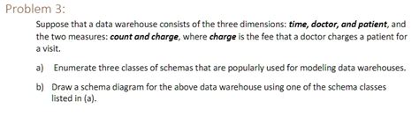 Problem 3 Suppose That A Data Warehouse Consists Of The Three