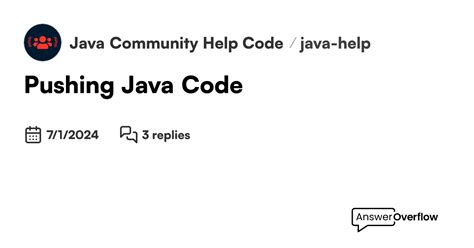 Pushing Java Code Java Community Help Code Learn