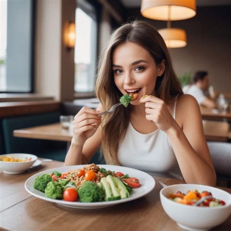 Premium Photo Closeup Image Of A Beautiful Woman Eating Healthy