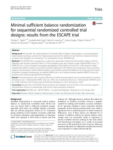 Pdf Minimal Sufficient Balance Randomization For Sequential