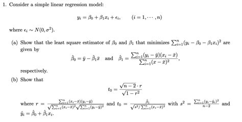 Solved 1 Consider A Simple Linear Regression Model Yi Bo