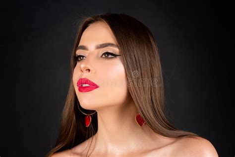 Close Up Beautiful Lips Part Of Face Young Woman Close Up Plump Lips