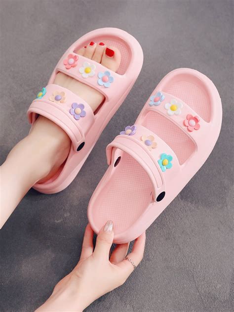 Pink Preppy Collar Plain Vented Clogs Embellished Women Shoes Crocs