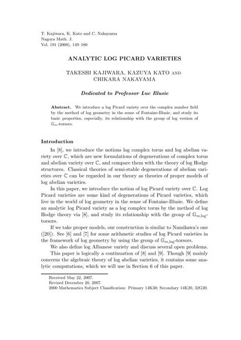Pdf Analytic Log Picard Varieties Dokumentips