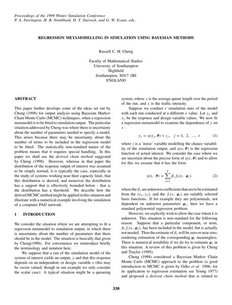 PDF Regression Metamodeling In Simulation Using Bayesian Methods