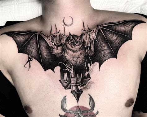 Bat Tattoo Chest