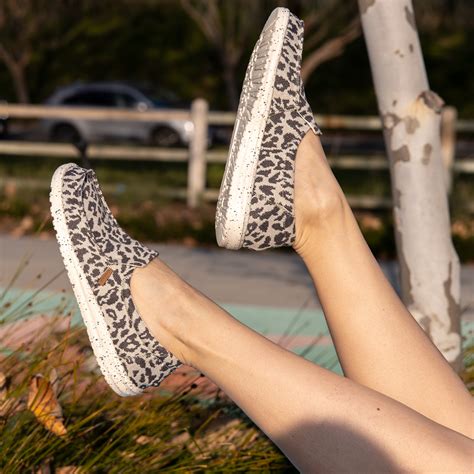 Womens Hey Dude Misty Slip On Casual Shoe Gray Leopard Journeys