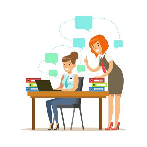 Mulheres Que Trabalham No Escritrio Ilustração Do Vetor Ilustração