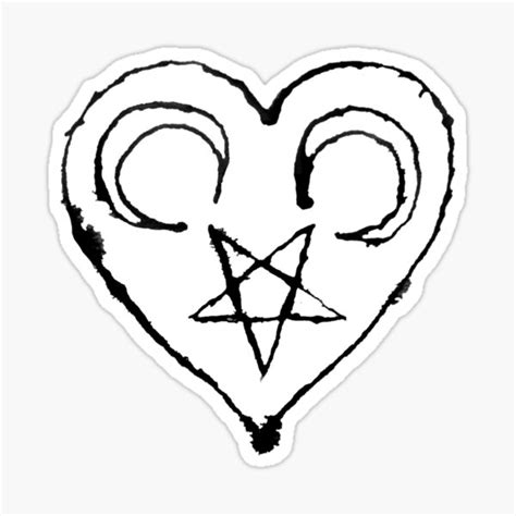 Pegatina Acuarela Goth Bruja Amor Corazón Línea Negro De Watersmooth