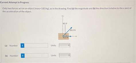Solved Only Two Forces Act On An Object Mass 3 83 Kg As Chegg