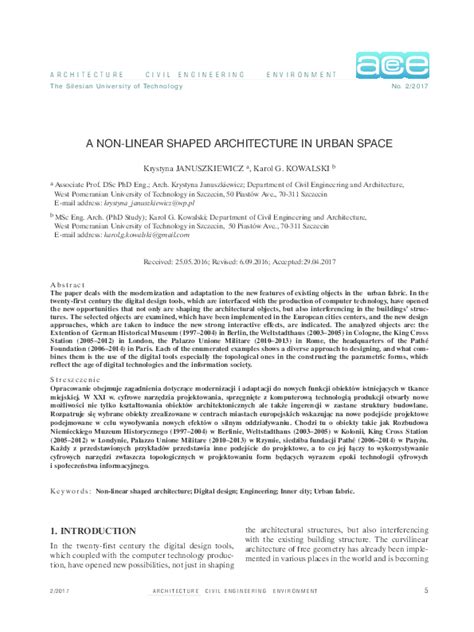 Pdf A Non Linear Shaped Architecture In Urban Space