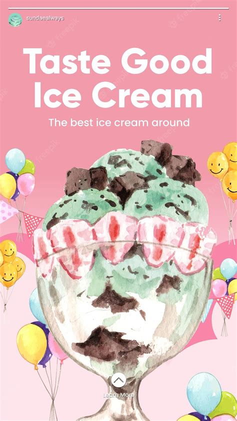 Premium Vector Instagram Story Template With Sundae Ice Cream Concept