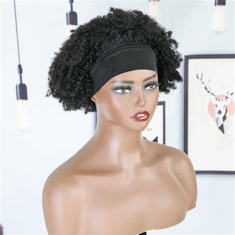 10 Inch 150 Density Kinky Curly Human Hair Headband Wig For Sale Y241