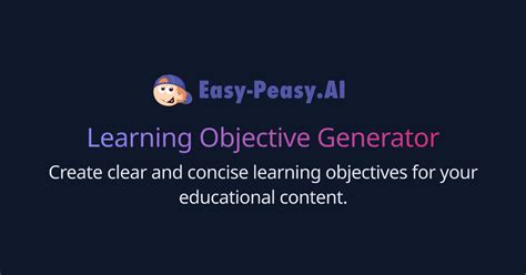 Free Ai Learning Objective Generator Easy Peasyai