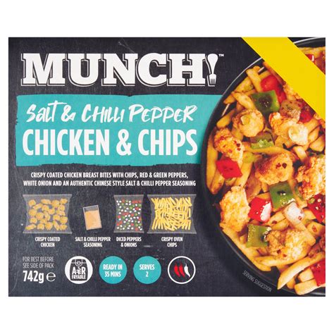 Munch Salt And Chilli Pepper Chicken And Chips 742g Breaded And Battered