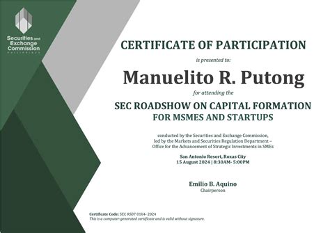 Sec Roadshow On Capital Formation Putz Agarwood Farm