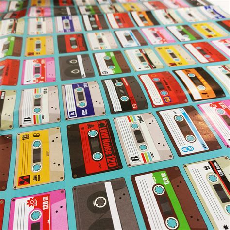 Cassette Tape T Wrapping Paper And Tags Retro Style Media