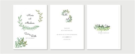 웨딩 초대장 꽃 초대 감사 Rsvp 현대 카드 디자인 현대 열대 잎 가지 및 프레임 패턴 벡터 우아한 수채화 소박한 템플릿 장식 현대 레이아웃 초대장에 대한 스톡 벡터 아트