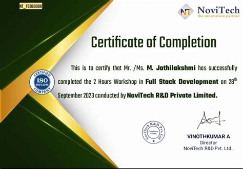 Jothilakshmi M On Linkedin Fullstack Development Workshop Is Done