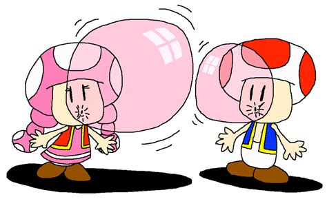 Toad And Toadette Blowing Bubble Gum Forever By Pokegirlrules On Deviantart