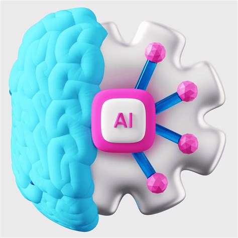 AI brain configuration, artificial intelligence brain, 3D icon, AI mind, neural network ...