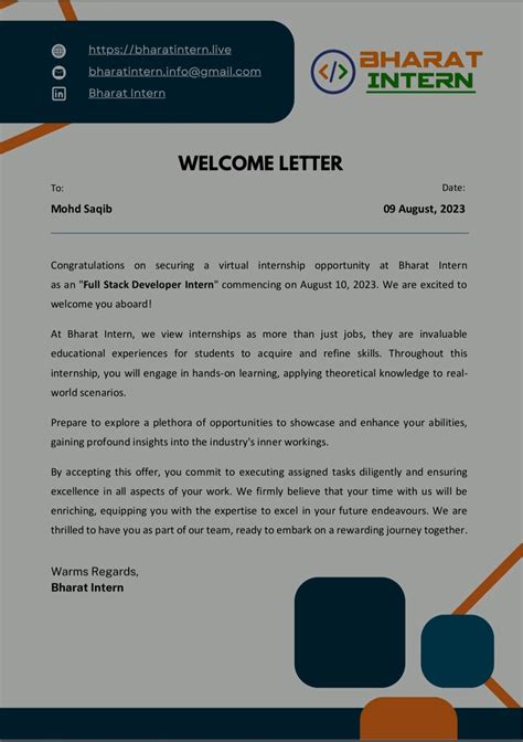 mohd saqib on linkedin newbeginnings fullstackintern bharatintern