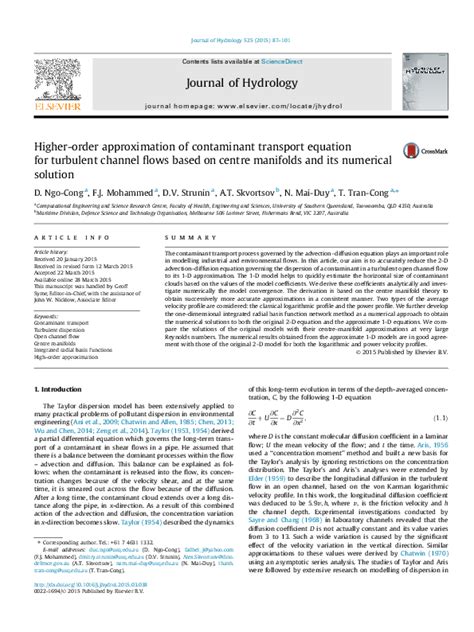 Pdf Higher Order Approximation Of Contaminant Transport Equation For